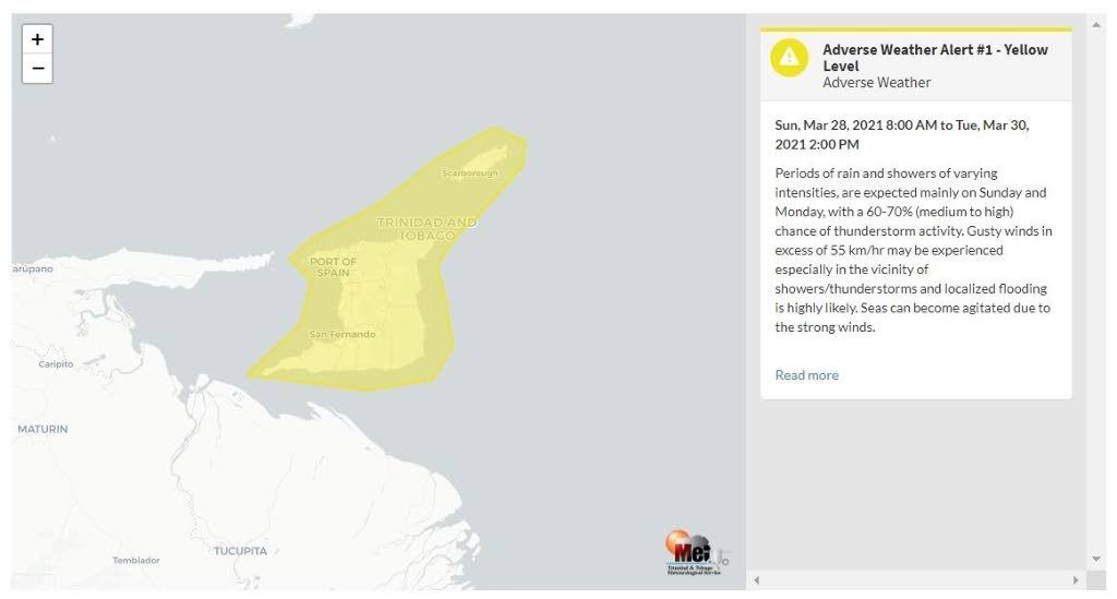Adverse Weather Alert in effect from Sunday - Trinidad Guardian