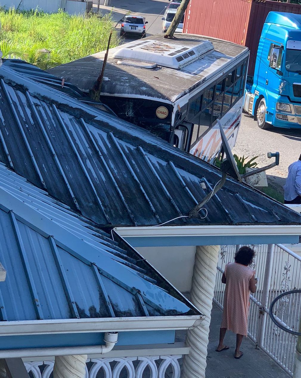 PTSC bus crashes into Caparo home - Trinidad Guardian