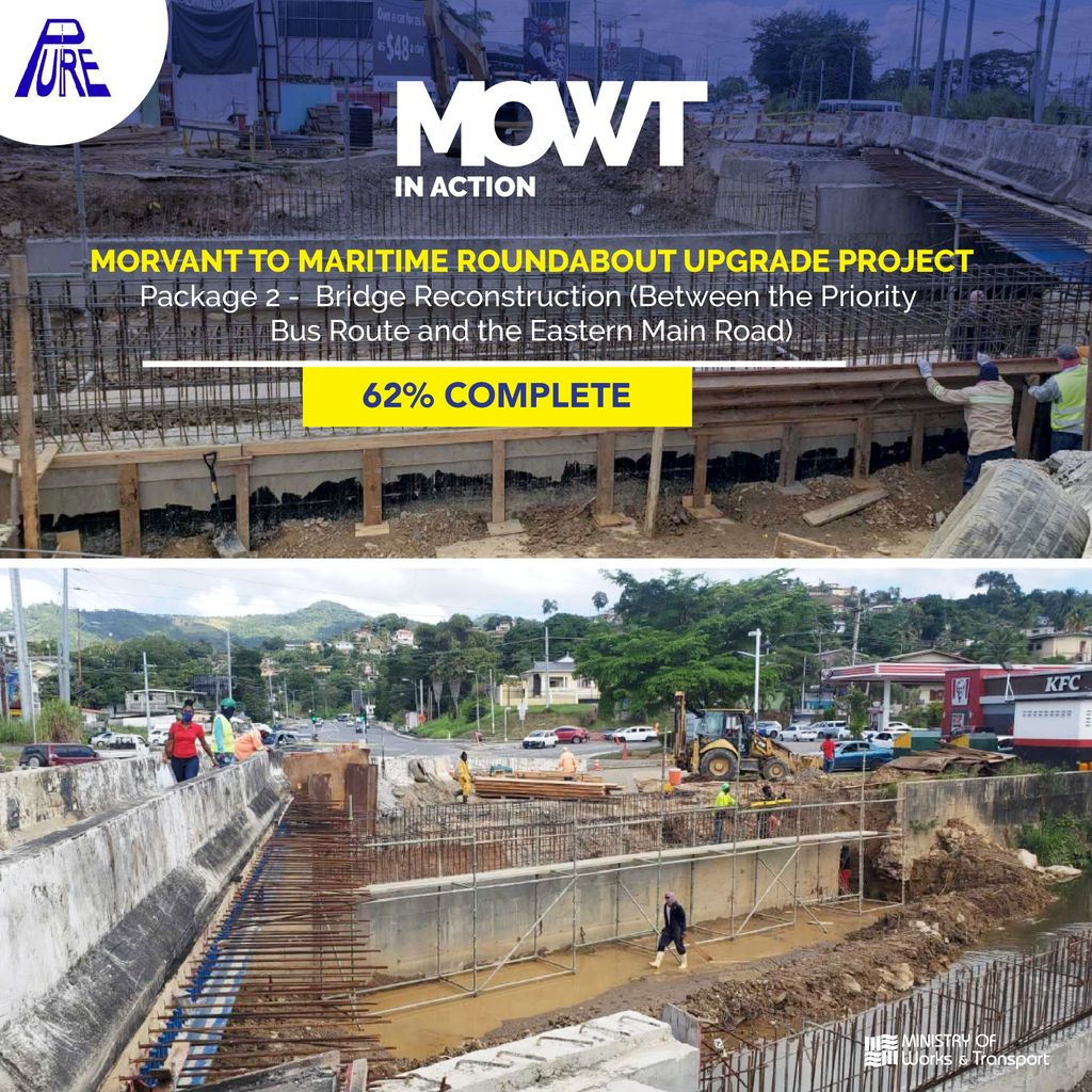 Bridge reconstruction in Morvant to Maritime Roundabout upgrade project ...