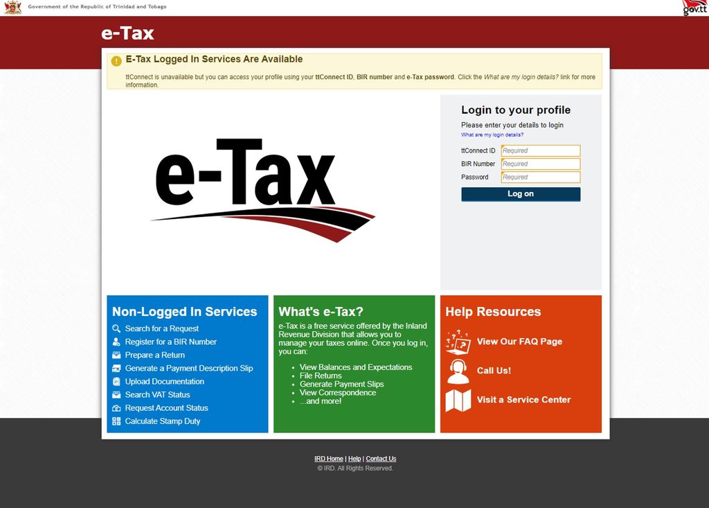 E-Tax Logged-In Services now available and accessible - Trinidad Guardian