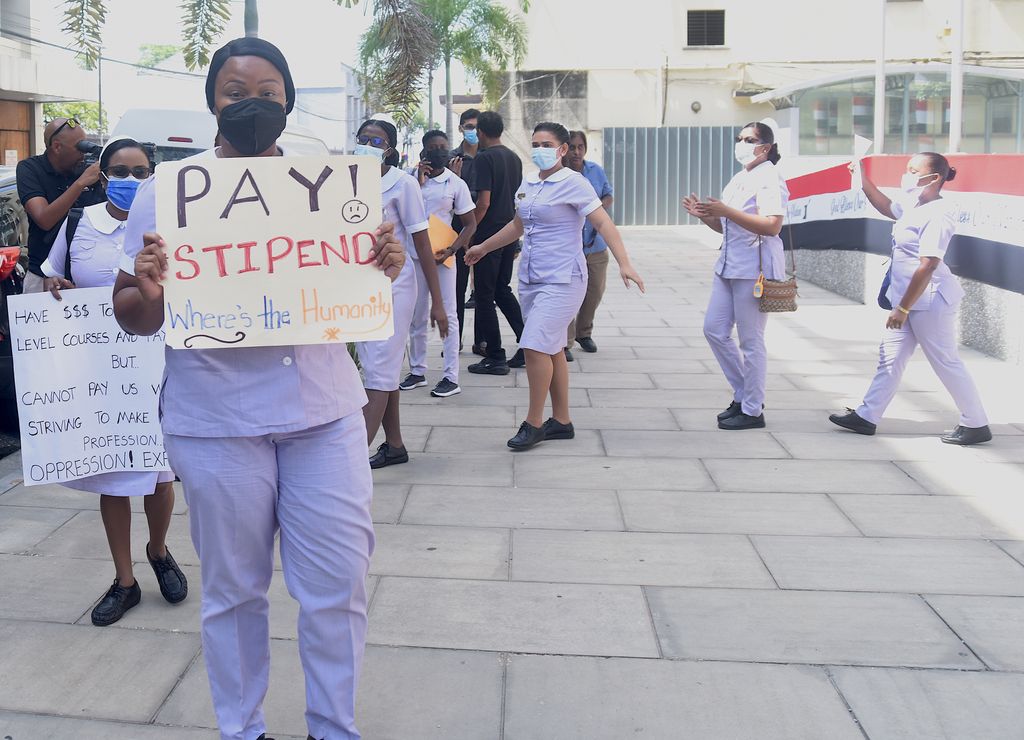 Student nurses protest non-payment of stipends - Trinidad Guardian