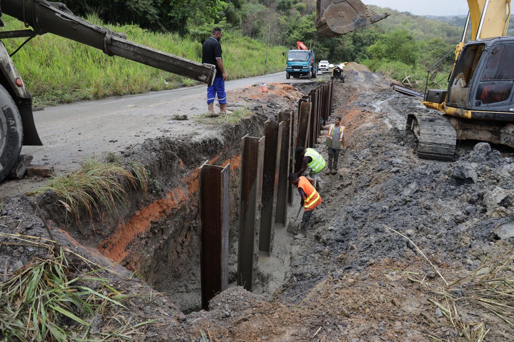 Repair work begins on landslip in Claxton Bay - Trinidad Guardian